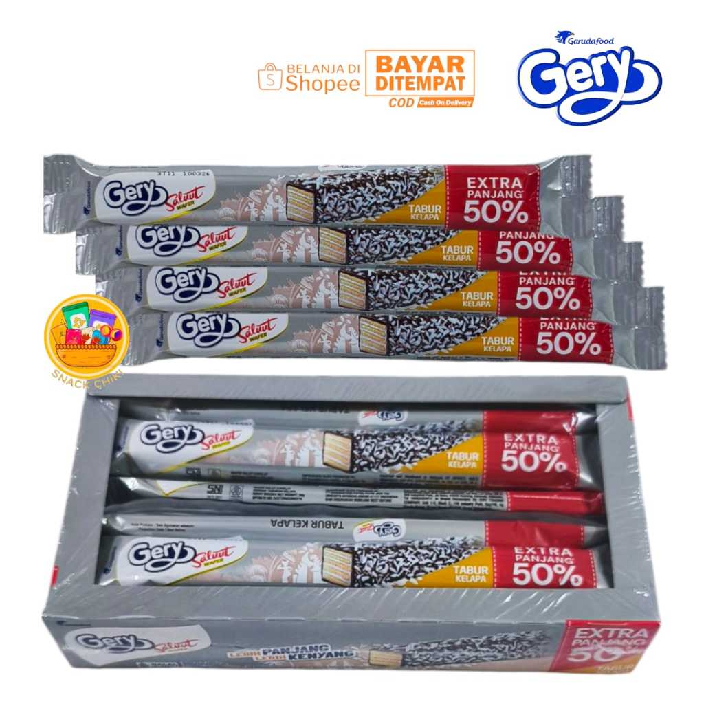 Jual GERRY SALUUT WAFER COKLAT TABUR KELAPA 1 BOX 12 PCS | Shopee Indonesia