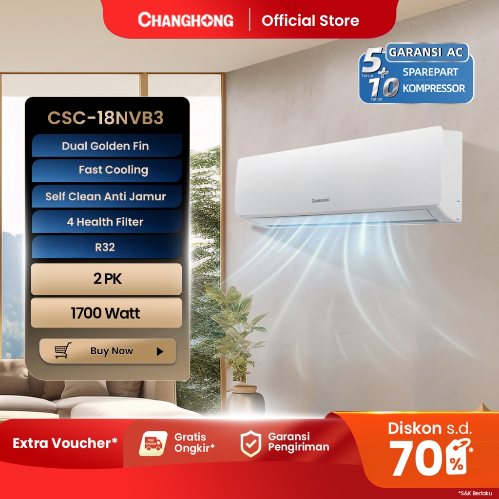 Jual Changhong AC Split 2 PK STANDARD R32 - CSC-18NVB3 [INDOOR + OUTDOOR UNIT ONLY] | Shopee ...