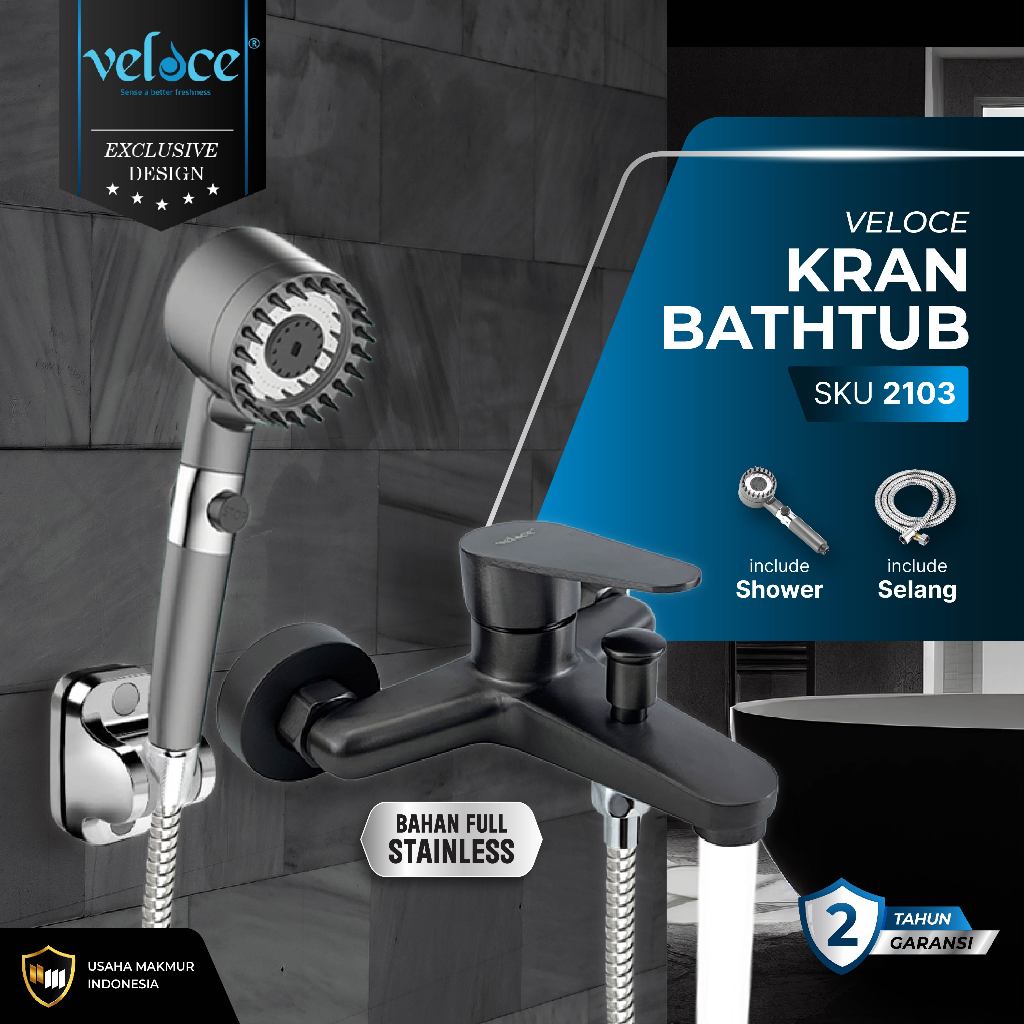 Jual Veloce Kran bathtub panas dingin 2 lubang Kran Air Kran Shower ...