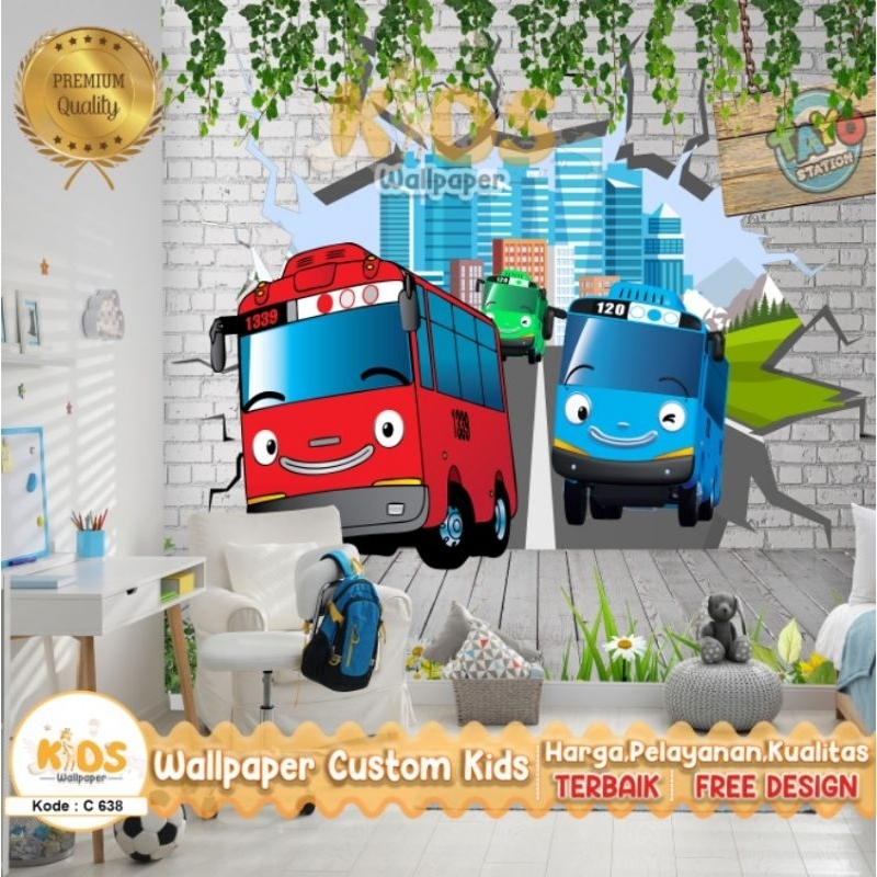 Jual Wallpaper Dinding Custom 3D Tema Tayo | Animasi Hewan | Wallpaper ...