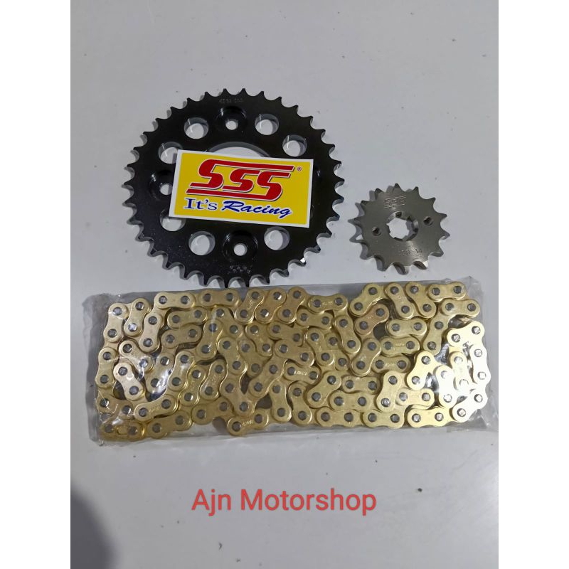 Jual gear gir sss hitam/black 428 415 rantai gold kph/supra x125/kharisma/revo lama/revo new ...