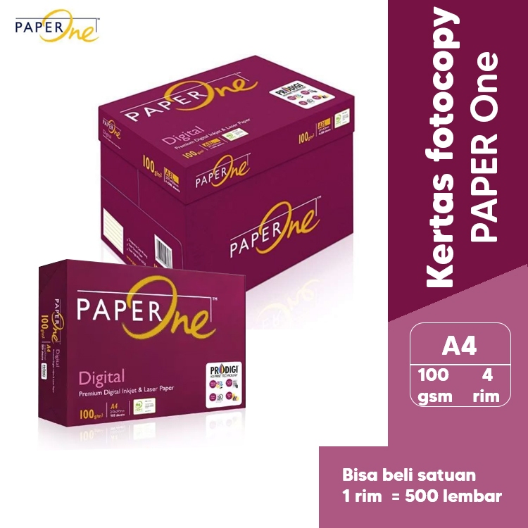 Jual Kertas HVS A4 100 Gram paper one - 1 RIM 500 Lembar & 1 Box ...