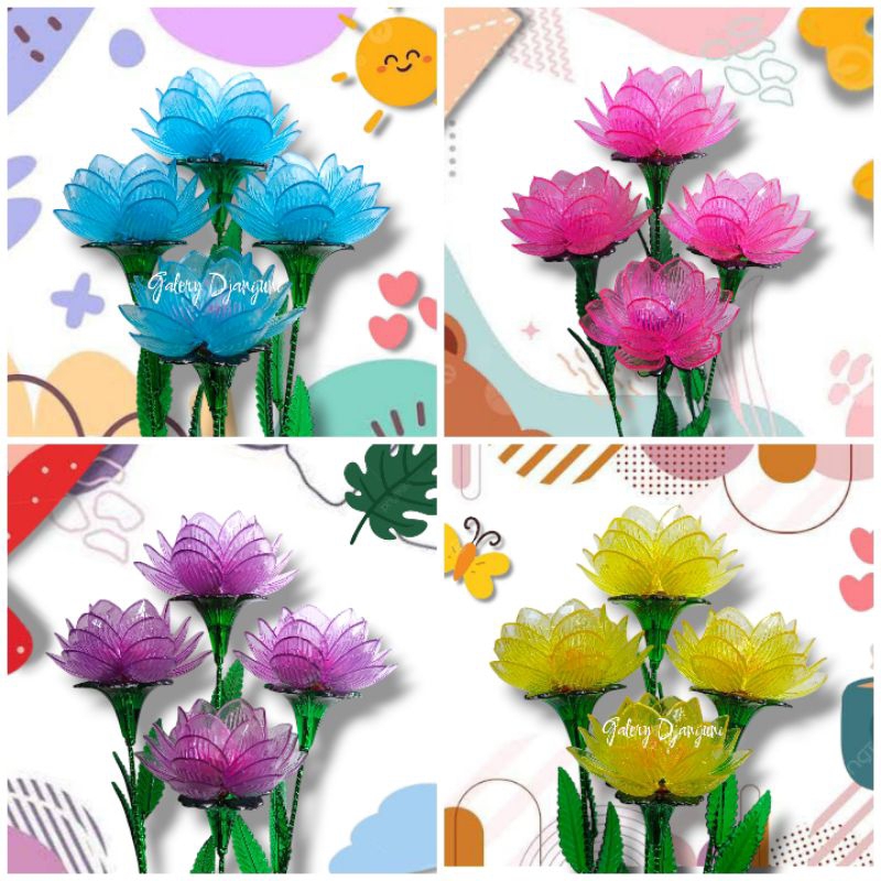 Jual Bunga Akrilik TERATAI BESAR BENING || Bunga Teratai satuan ...