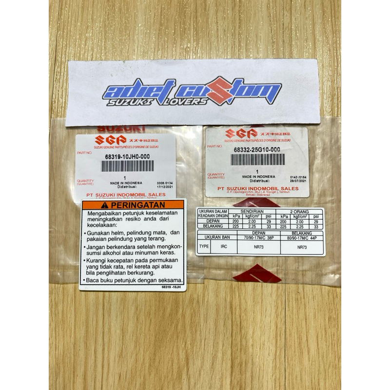 Jual STIKER SET LABEL PERINGATAN STIKER TEKANAN UKURAN BAN SUZUKI ...