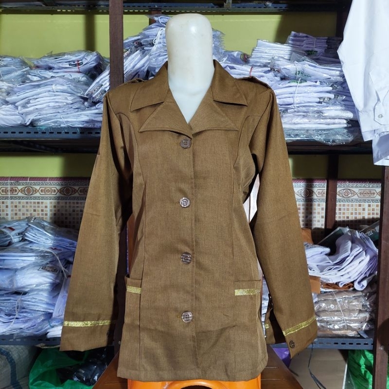 Jual PDH Khaki WANITA / PDH KHAKI PEREMPUAN 1 SET dengan ROK / Baju PNS ...