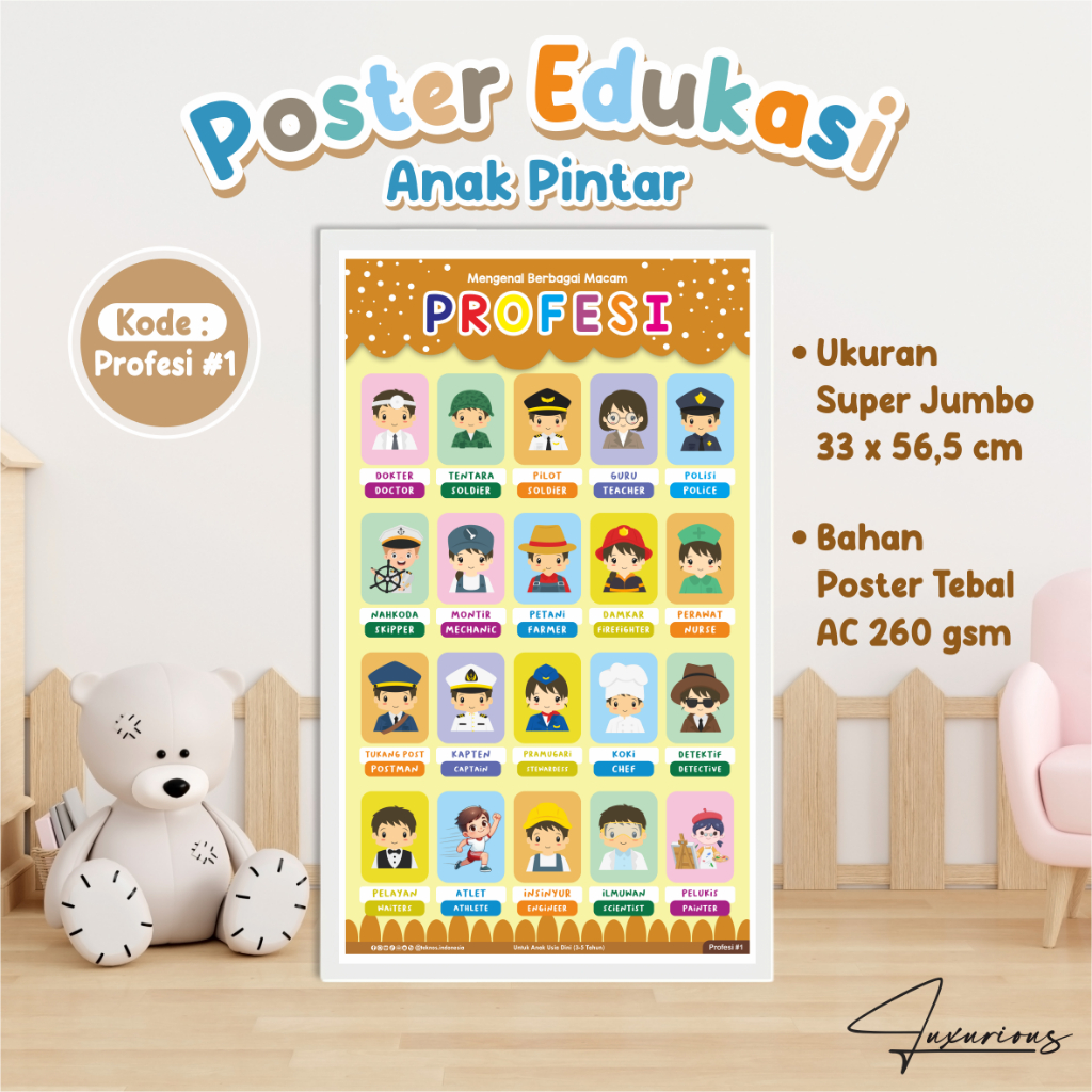 Jual Poster Edukasi Anak Berwarna Ready [TEMA PROFESI #1] - Poster ...