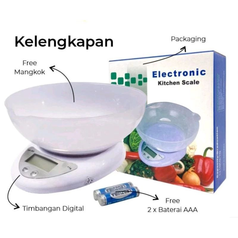 Jual Timbangan Dapur Digital Alat Timbang Kapasitas 5KG MDL Mangkok ...