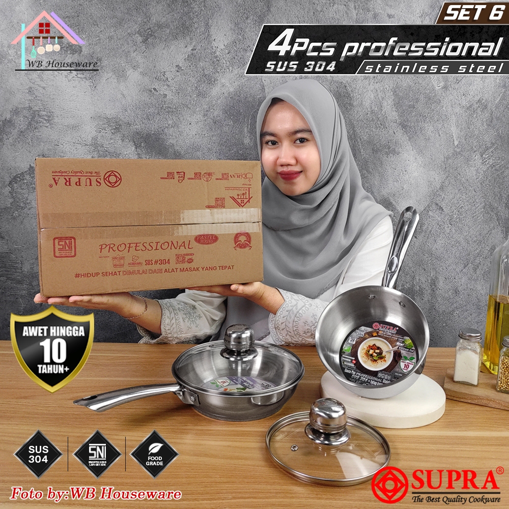 Jual SUPRA New 4pcs panci set professional series stainless SUS304 ...