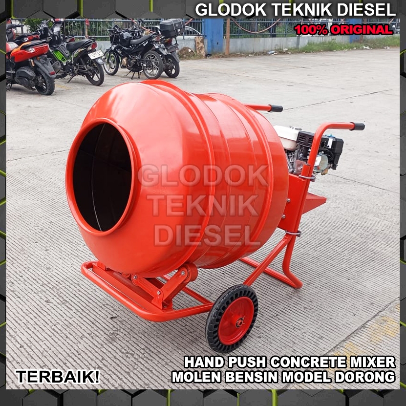 Jual Mesin Molen Dorong 350 LITER + Penggerak Bensin Alat Aduk Semen Beton Concrete Mixer 350 L ...