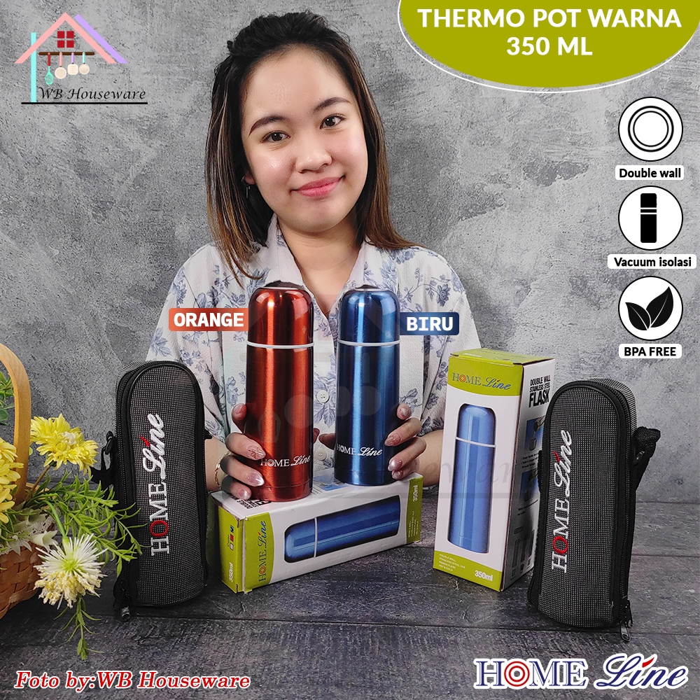 Jual HOME LINE Termos air panas warna biru orange 350ml / dingin tahan ...