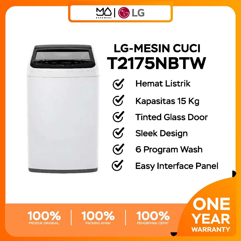 Jual Mesin Cuci LG T2175NBTW Mesin Cuci 1 Tabung 7,5 KG Top Load Washer ...