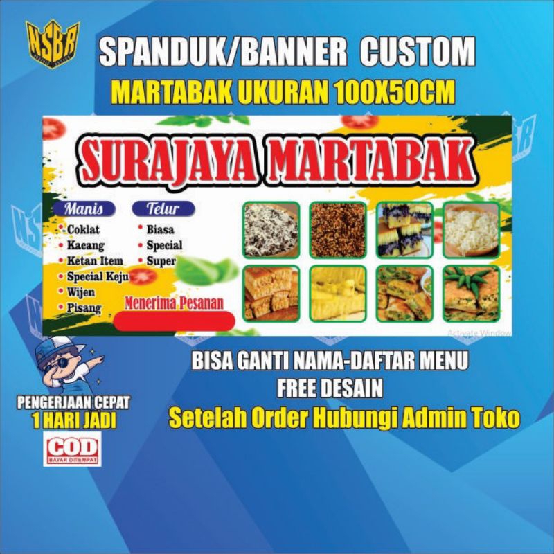 Jual Cetak Spanduk Martabak Ukuran 100x50 Bisa Request Satu hari jadi ...