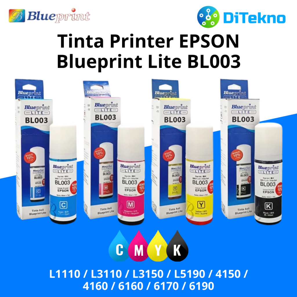 Jual Epson 003 Tinta Printer L3110 L1110 L3150 L5190 Black/Cyan/Magenta ...