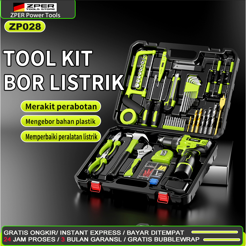 Jual ZPER Satu Set Alat Perkakas Bor Listrik Cordless Tang Obeng Palu ...