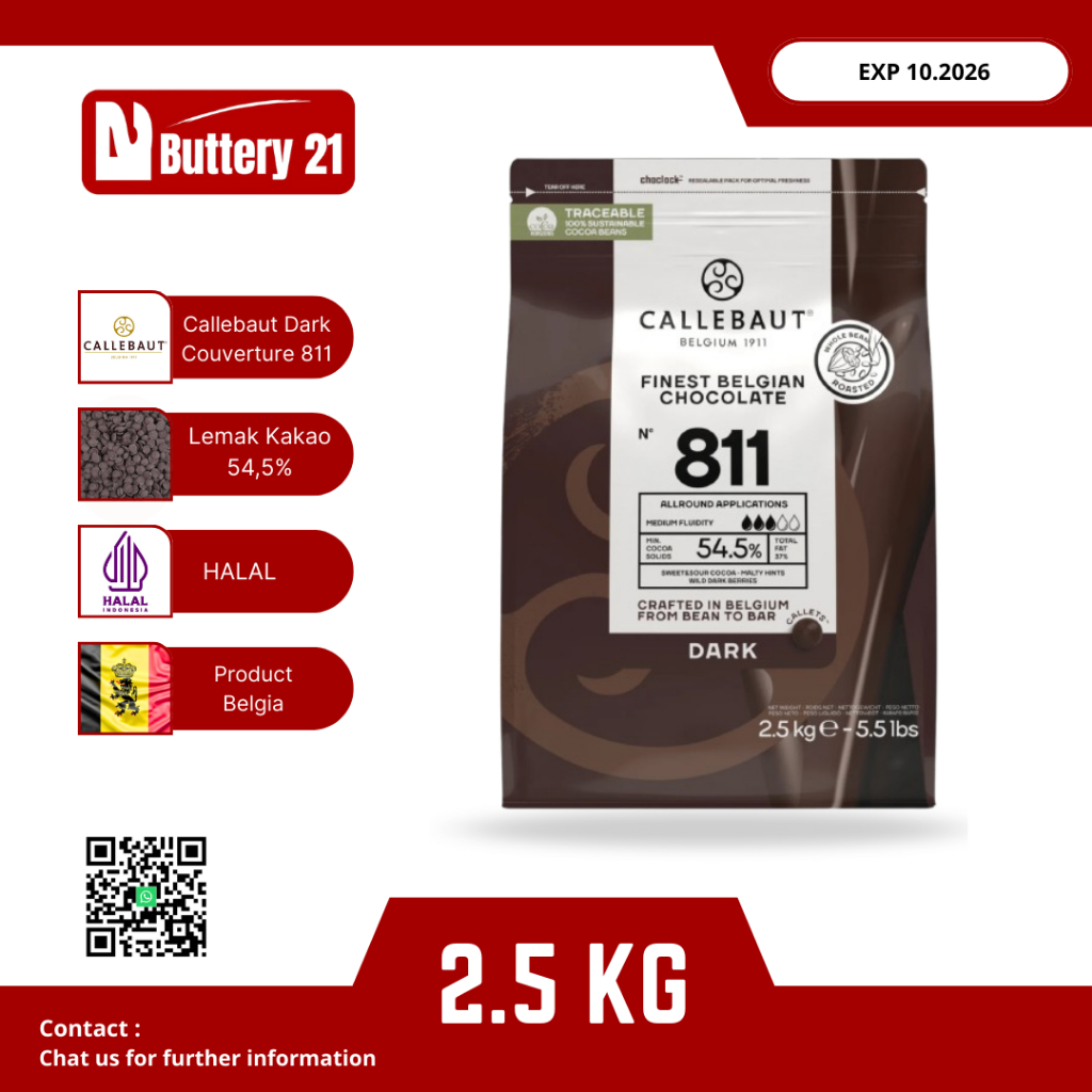 Jual CALLEBAUT DARK CHOCOLATE 54,5% 2,5 KG/COKELAT HITAM MANIS ...