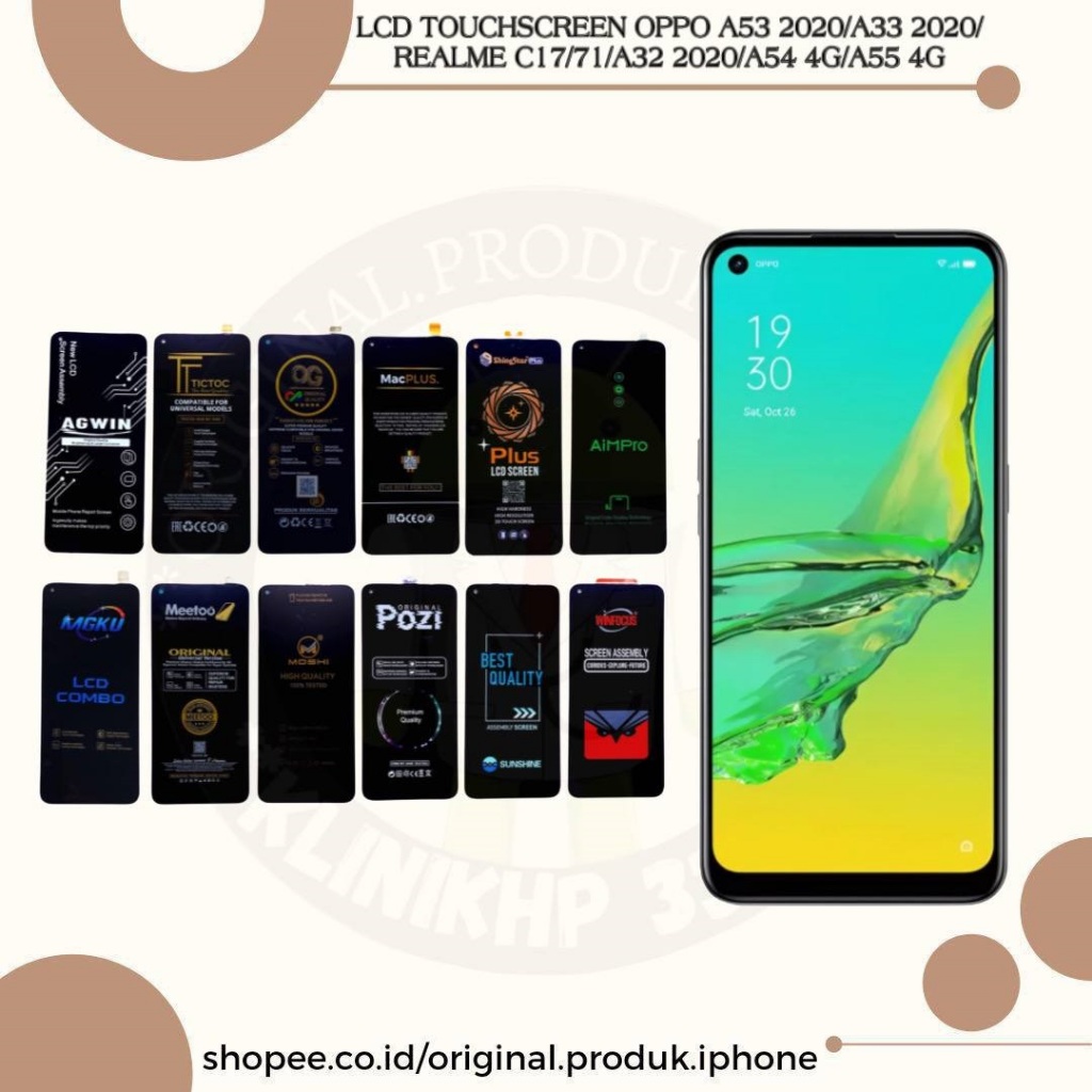 Jual LCD TOUCHSCREEN OP A53 2020 BLACK/A33 2020/REL C17/71/A32 2020/A54 4G/A55 4G ORIGINAL NEW ...
