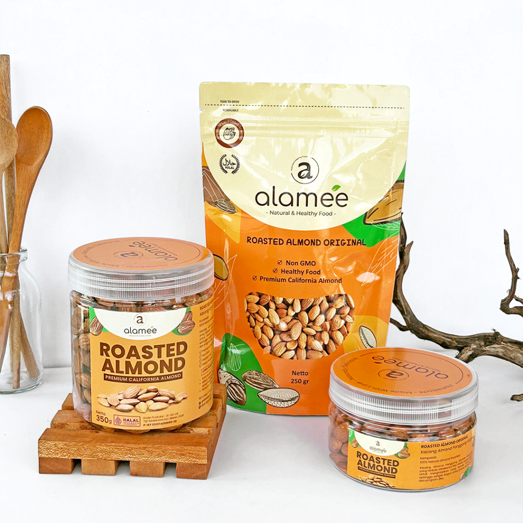 Jual ALAMEE Kacang Almond Panggang Roasted Almon Grade A California ...