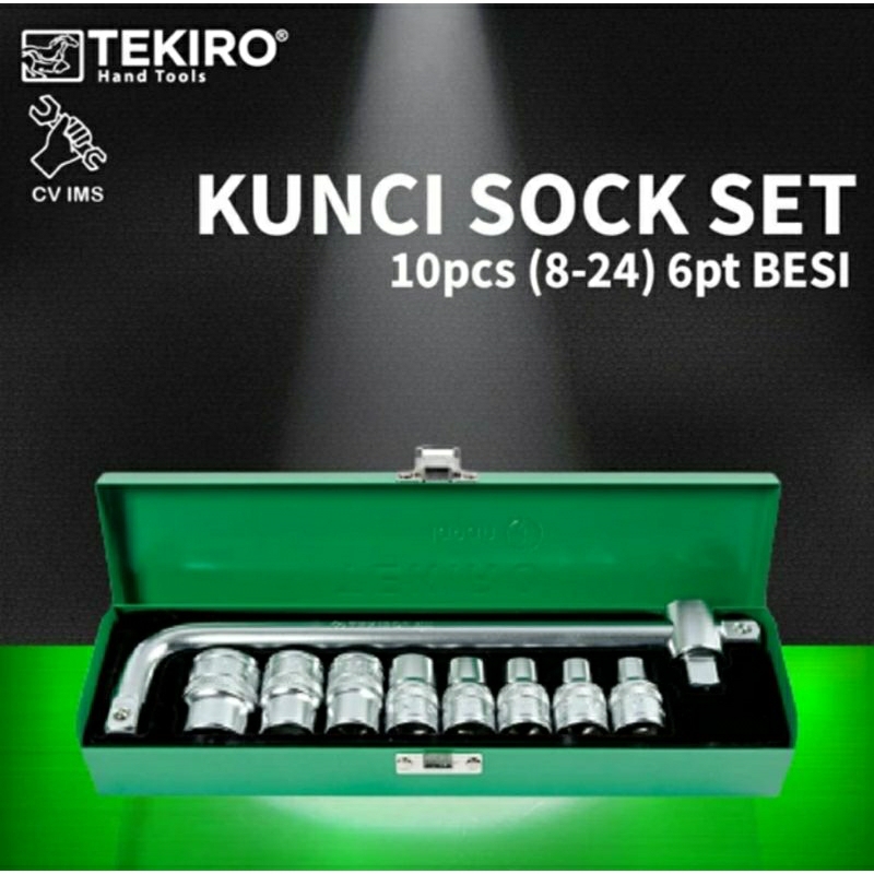 Jual Kunci Sok set 10pcs TEKIRO / Hand Socket set 1/2" 6PT 8-24 mm Box Besi | Shopee Indonesia