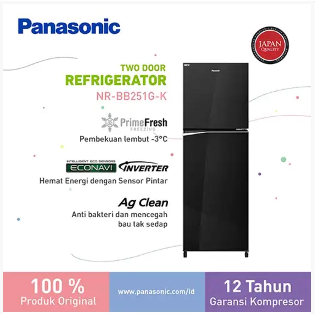 Jual PANASONIC KULKAS 2 PINTU KECIL SMALL 2 DOOR REFRIGERATOR NRBB251GK | Shopee Indonesia