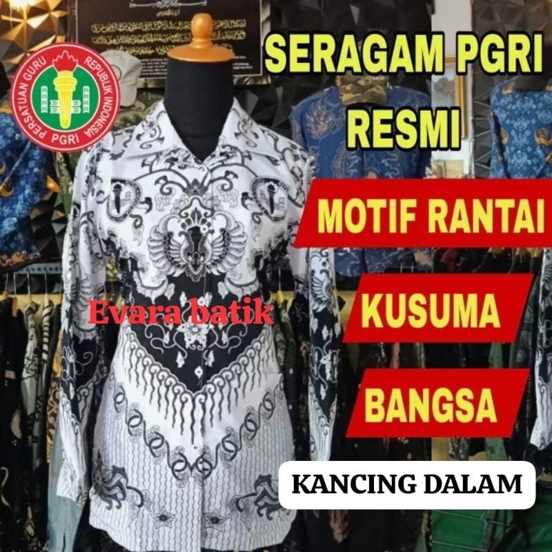 Jual SERAGAM BATIK PGRI terbaru 2024 dan TUNIK PGRI KATUN motif RANTAI ...