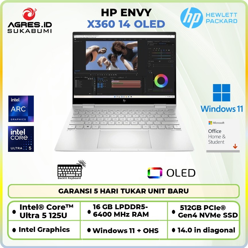 Jual HP Envy X360 14Ultra 5 125U/16GB/512GB SSD/2.8K OLED Touch/W11 | Shopee Indonesia