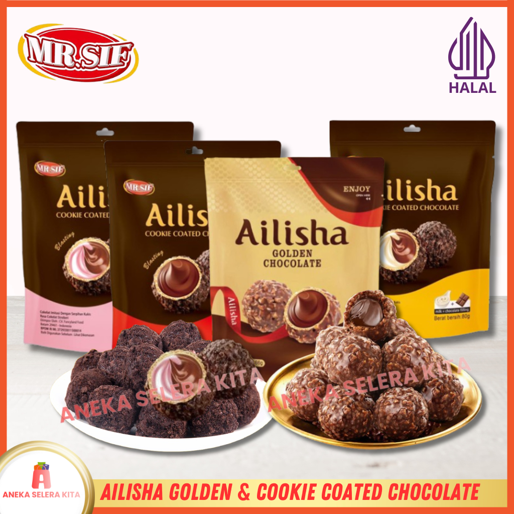 Jual Ailisha Golden Chocolate & Ailisha Cookie Coated Chocolate ...