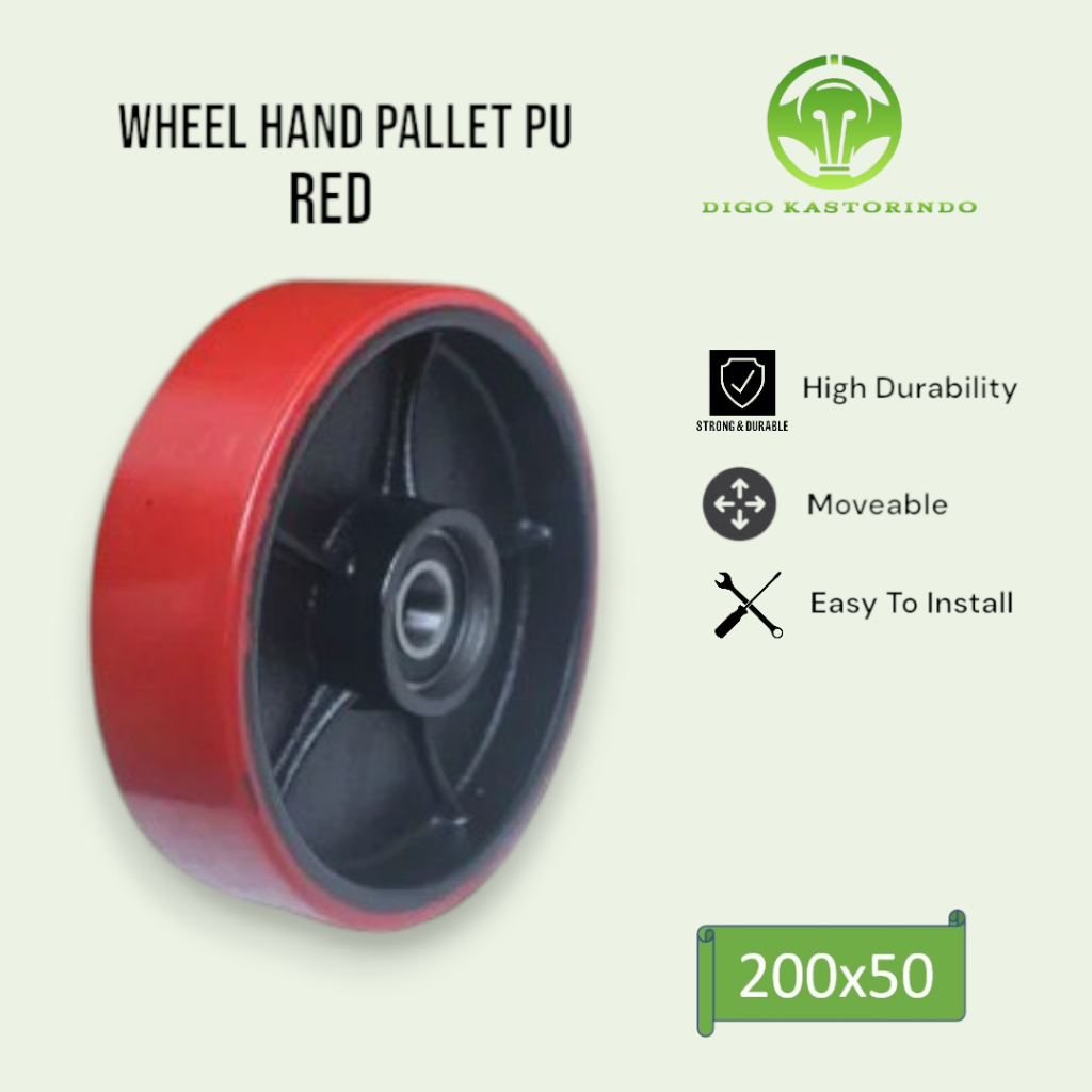 Jual Roda Only Hand Pallet Merah PU Polyurethane 200mm X 50mm | Shopee ...