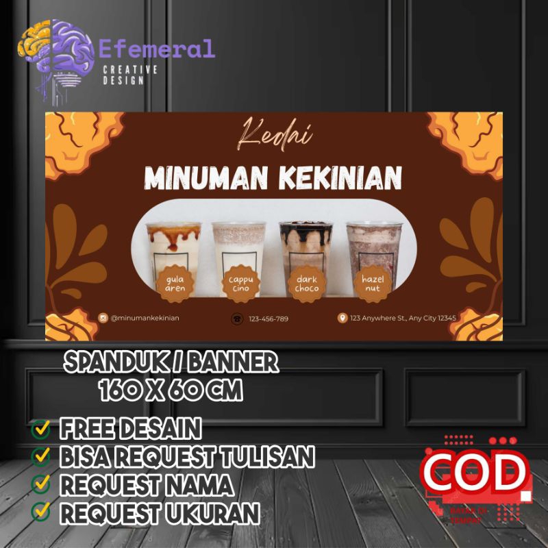 Jual Spanduk/Banner minuman kekinian 160X60 cm bisa request design ...