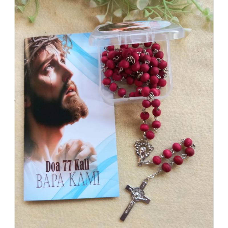 Jual Rosario 77 BAPA KAMI kayu wangi merah 6mm | Shopee Indonesia