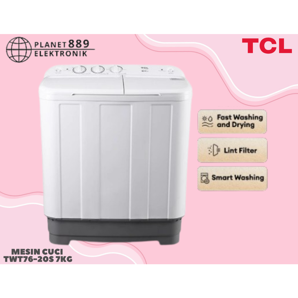 Jual TCL TWT76-20S-A Mesin Cuci 2 Tabung 7Kg Smart Washing Anti Tikus ...