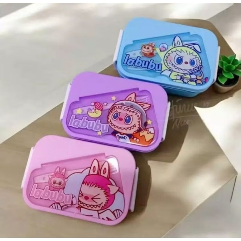 Jual Kotak makan lunch box 700ml motiv labubu free sendok garpu ...