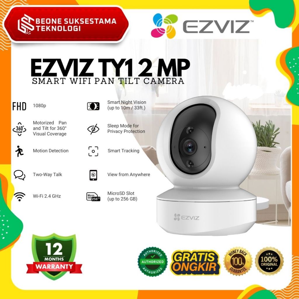 Jual Ezviz TY1 2MP Smart Wifi Pan Tilt IP Camera CCTV Indoor 1080p ...
