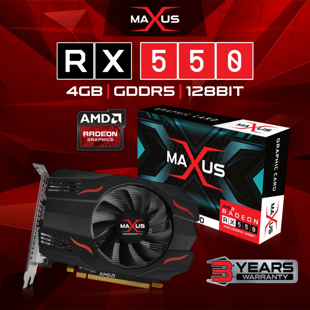 Jual VGA MAXUS RX 550 4GB DDR5 128 BIT REAL CAPACITY RESMI | Shopee ...