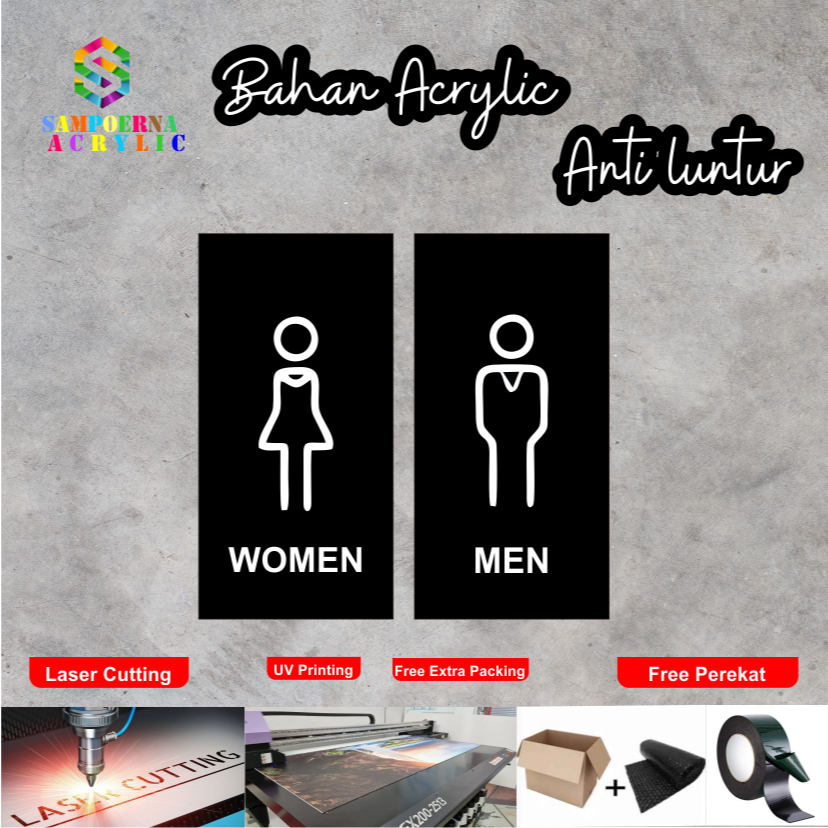 Jual Sign Toilet Pria Wanita Minimalist Signage Acrylic Modern Akrilik ...