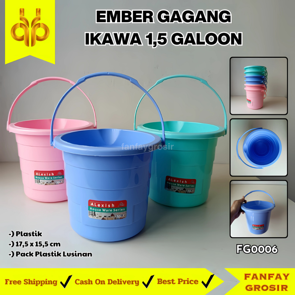 Jual [FG] Ember Timba Plastik Premium Ikawa ALexish 1.5 Galoon | Ember Gagang Kamar Mandi Mini ...