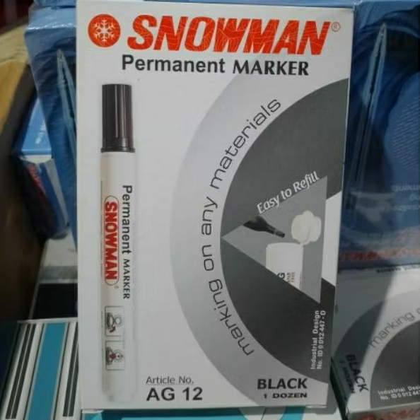 Jual ( 1 Pack ) Spidol Snowman permanen AG-12/Permanen marker | Shopee ...