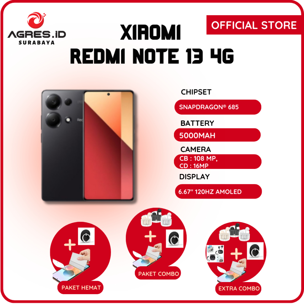 Jual XIAOMI REDMI NOTE 13 4G 8GB 256GB MIDNIGHT BLACK (BOX CHA+CAS ...