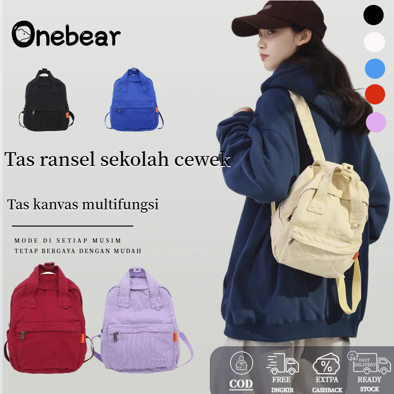 Jual Onebear japan tas ransel mini backpack kanvas wanita tas sekolah ...