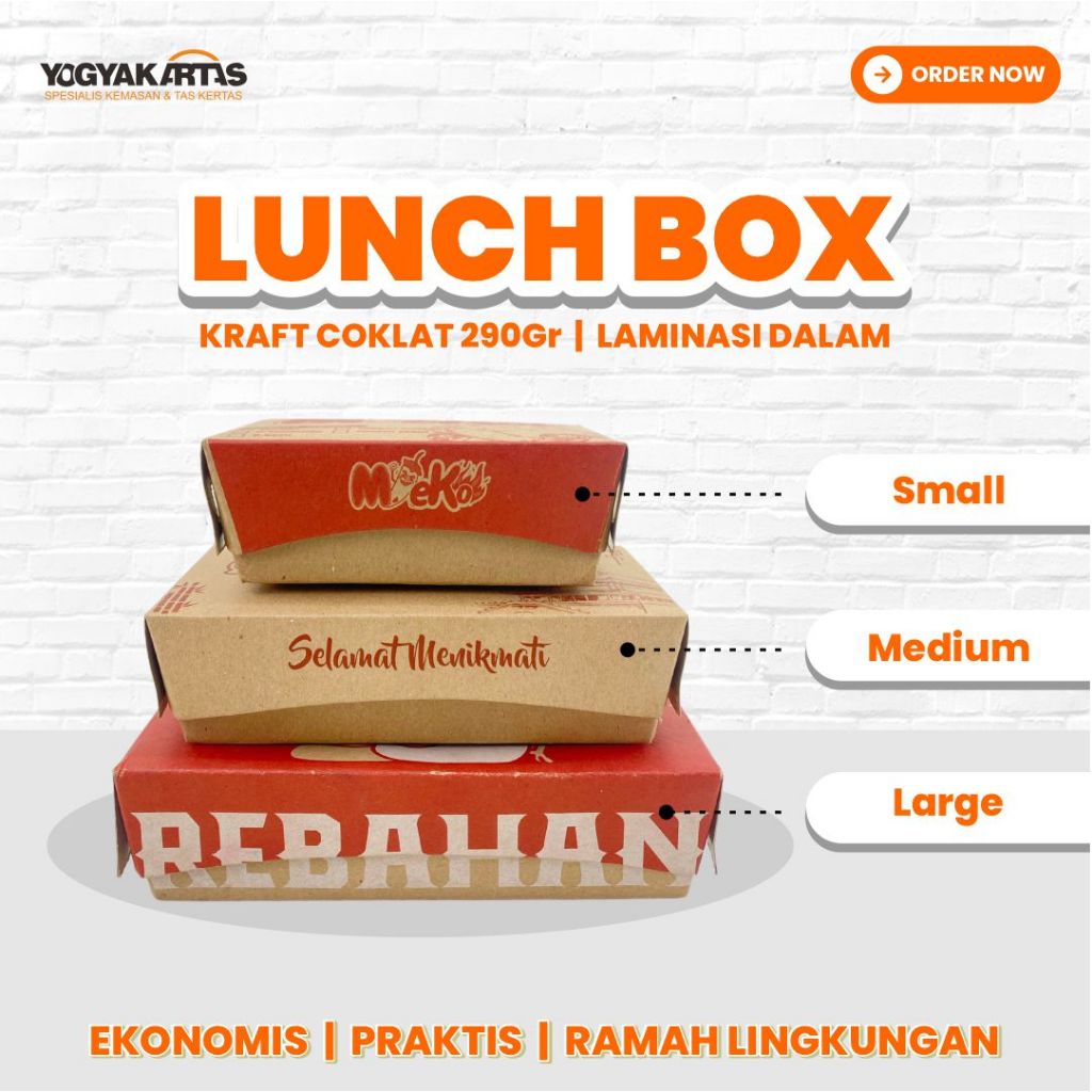 Jual PAPER LUNCH BOX CUSTOM (S, M, L) | KEMASAN MAKANAN CETAK LOGO ...