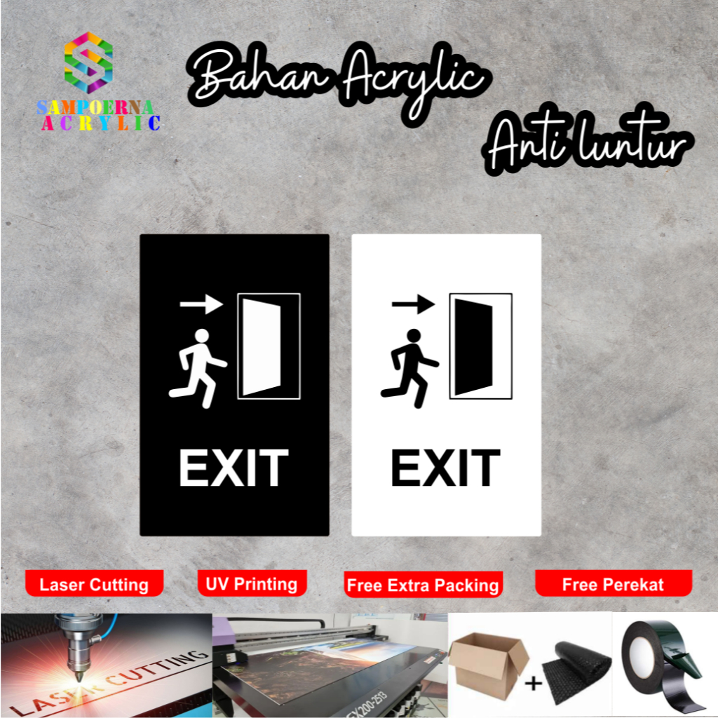 Jual Exit Sign Board Kayu Print Signage Label Petunjuk Tanda Arah ...