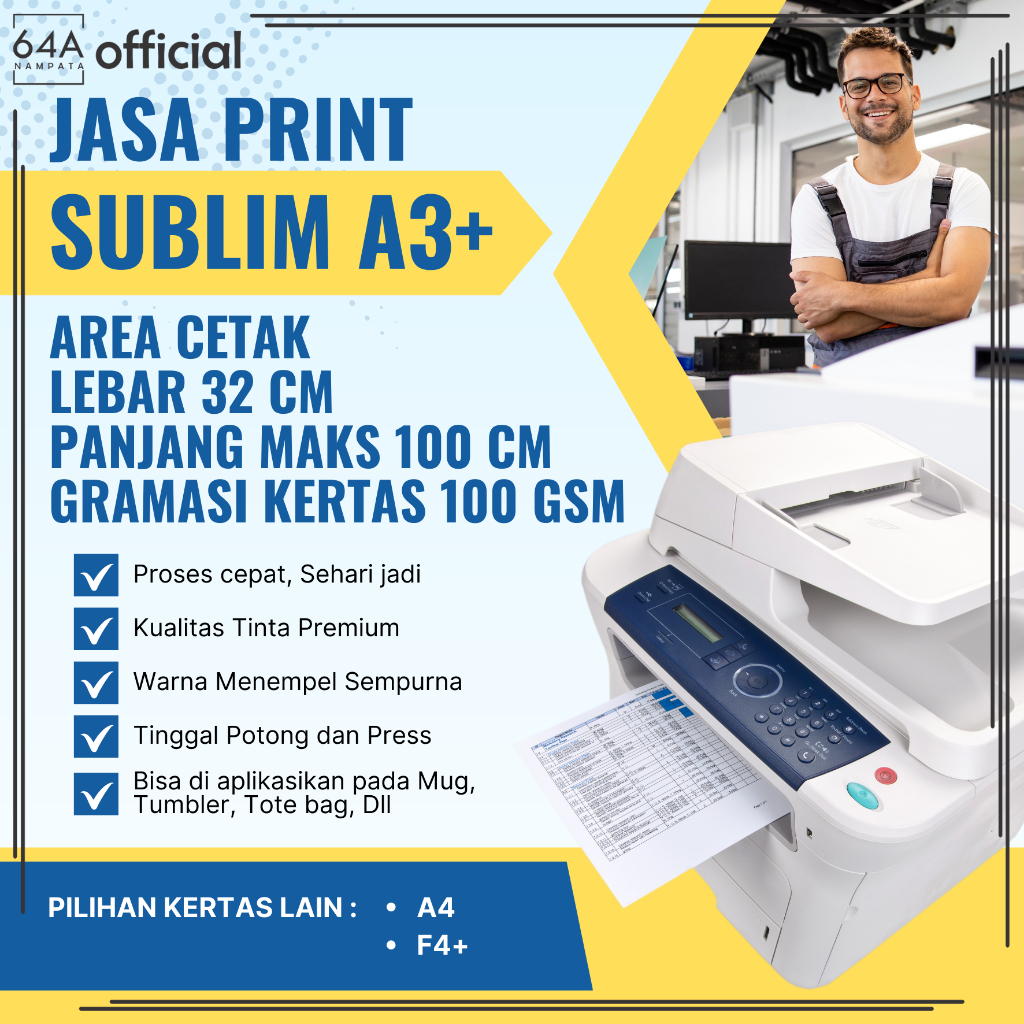 Jual Print Sublim / Cetak Sublim A3 / A3+ / A4 / F4+ 100GSM | Shopee ...