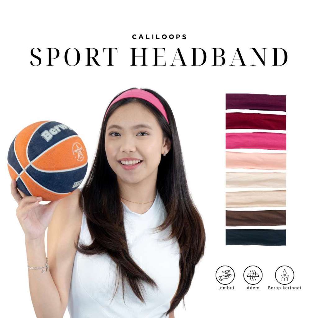 Jual Caliloops Bando Bandana Sport Olahraga Kain Wanita Headband Gym ...
