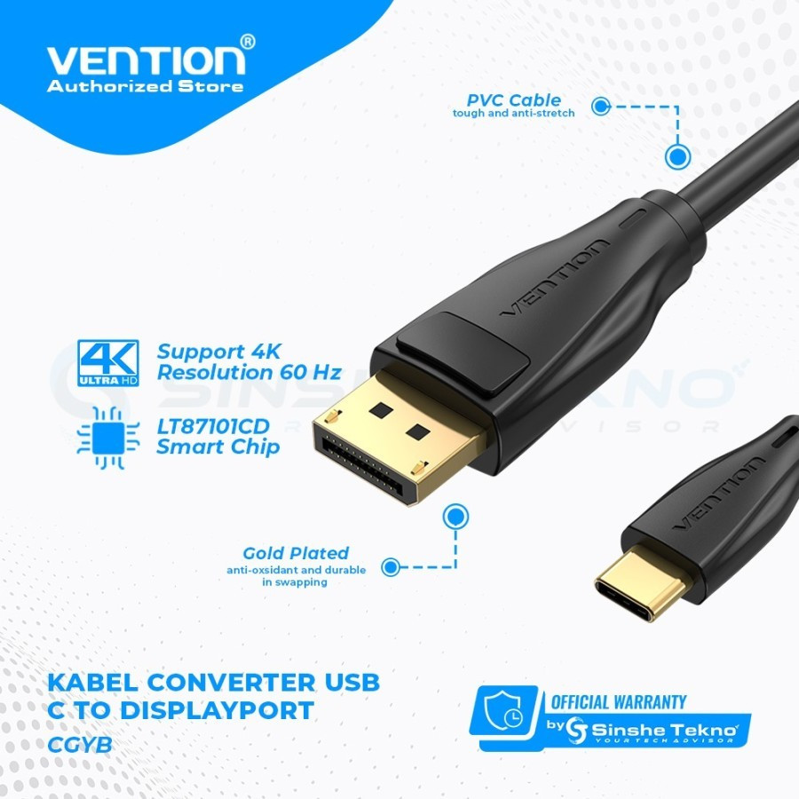 Jual Vention Kabel USB C to Displayport DP Thunderbolt3 1.5M 1,5 Meter ...