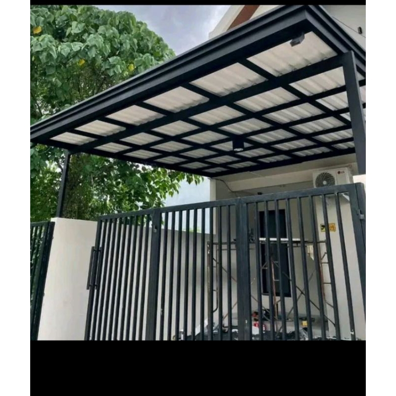 Jual kanopi besi holo galvanis atap alderon singgle+ talang air depan ...