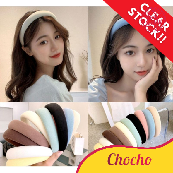 Jual BD-A002 Bando Kain Busa Tebal Wanita Korea Headband Cloud Polos ...