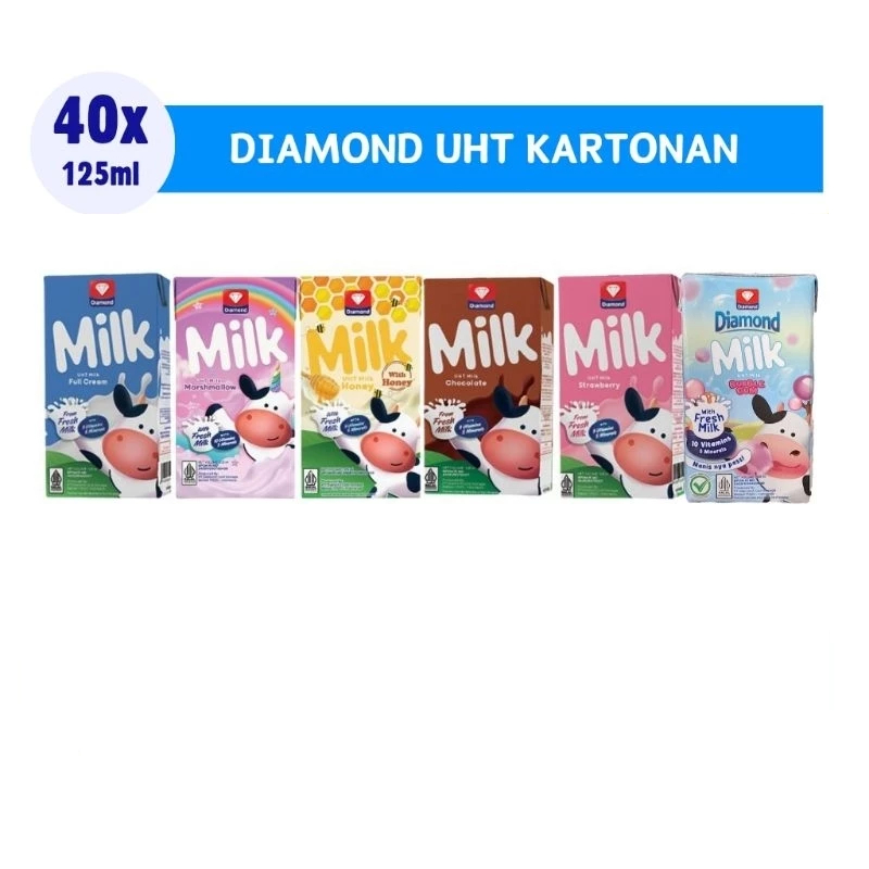 Jual Diamond Susu UHT 125ml (Kemasan Karton=40Pcs) GO-SEND / Shopee Instant / Grab | Shopee ...