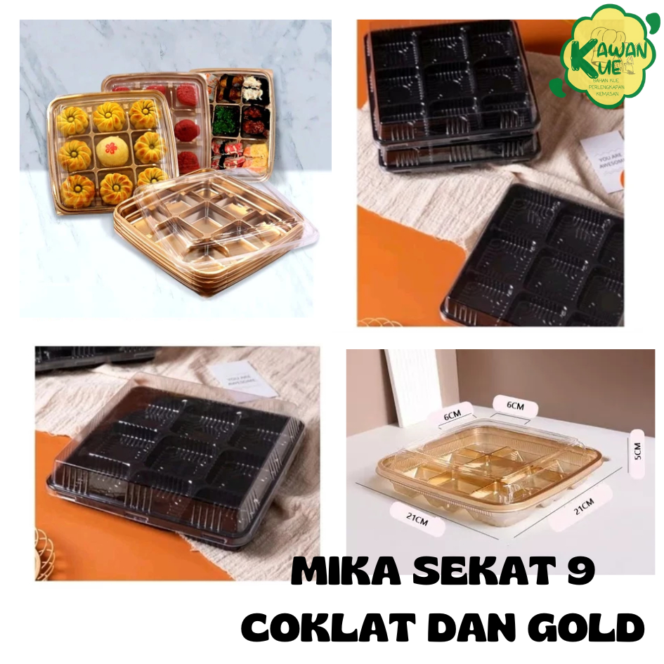 Jual Tray Mika Sekat 9 + Tutup/Mika Moon Cake/Mika Puding/Mika Mochi ...