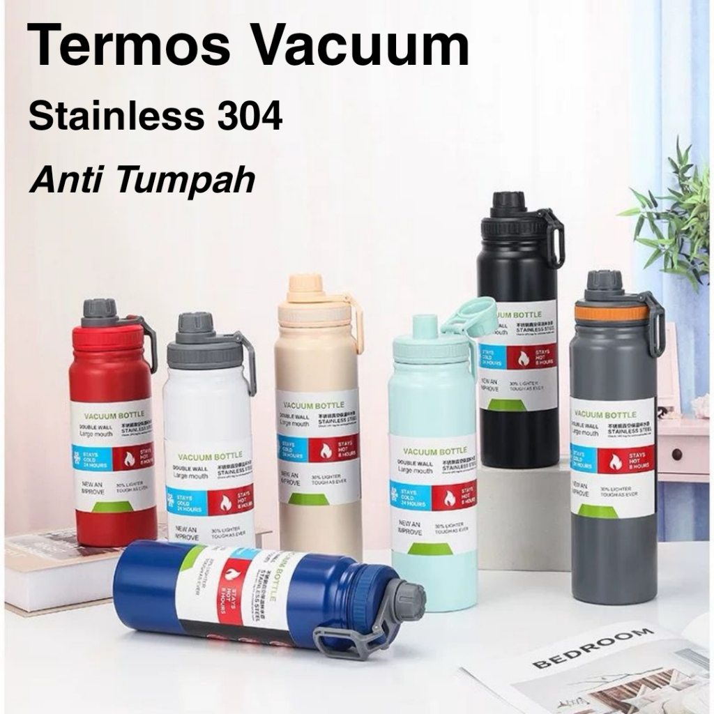 Jual TERMOS VACUUM STAINLESS 304 800ML & 1LITER/ BOTOL MINUM TUMBLER SPORT ANTI BOCOR TAHAN ...