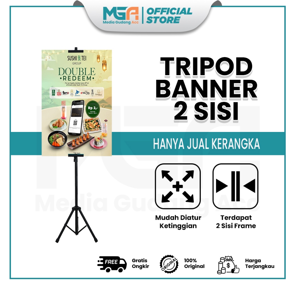 Jual TRIPOD BANNER 2 SISI / TRIPOD STAND BANNER / STANDING BANNER 2 SISI DISPLAY | Shopee Indonesia