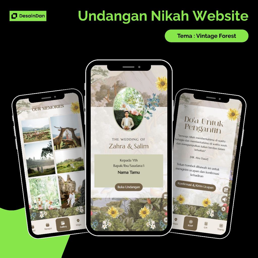Jual Undangan Nikah Digital Website Tema Vintage Forest | Shopee Indonesia